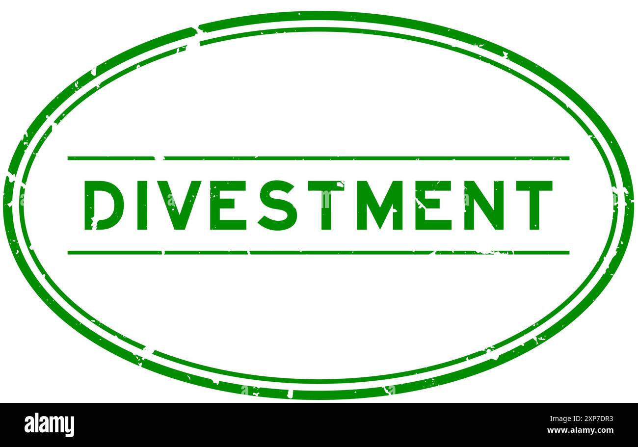 Grunge green divestment word oval rubber seal stamp on white background ...