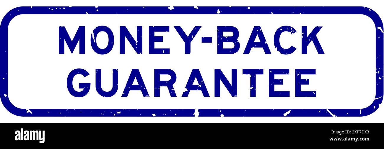 Grunge blue money back guarantee word square rubber seal stamp on white background Stock Vector ...