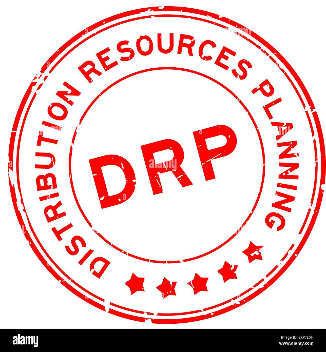 Grunge red DRP Distribution resource planning word round rubber seal ...
