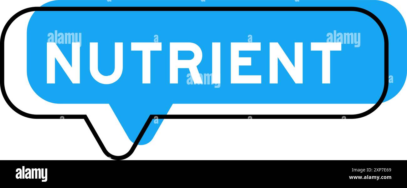 Speech banner and blue shade with word nutrient on white background ...
