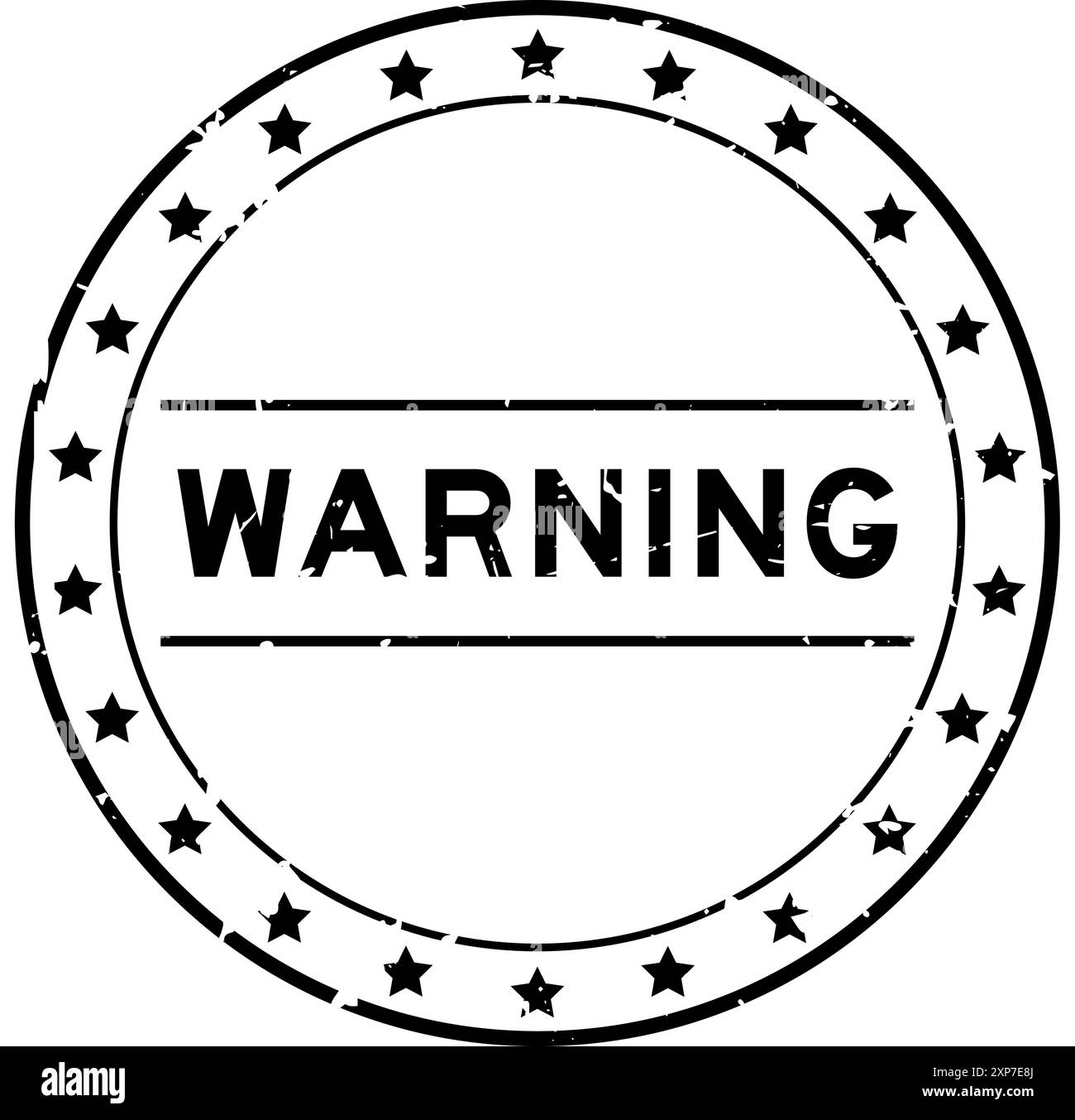 Grunge black warning word round rubber seal stamp on white background ...