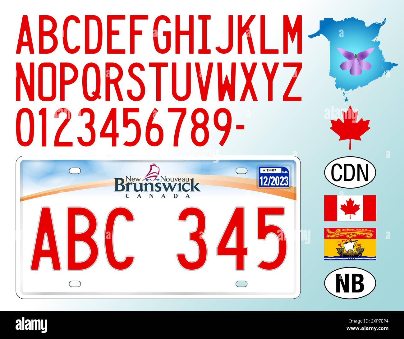 New Brunswick car license plate pattern, Canada, letters, numbers and ...