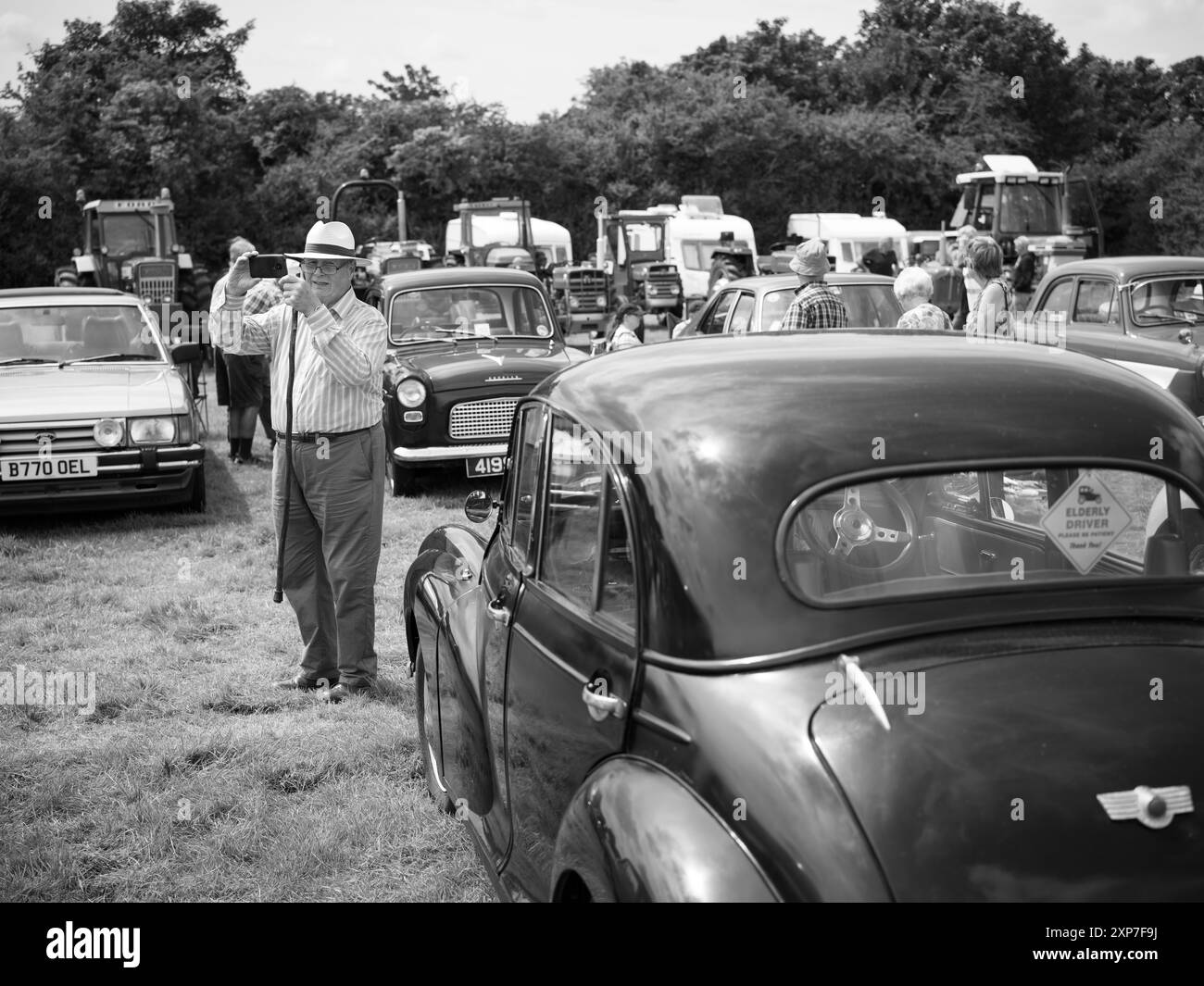 Sticker Classic Car Rally Tractors Cars Car Boot Stock Photo - Alamy