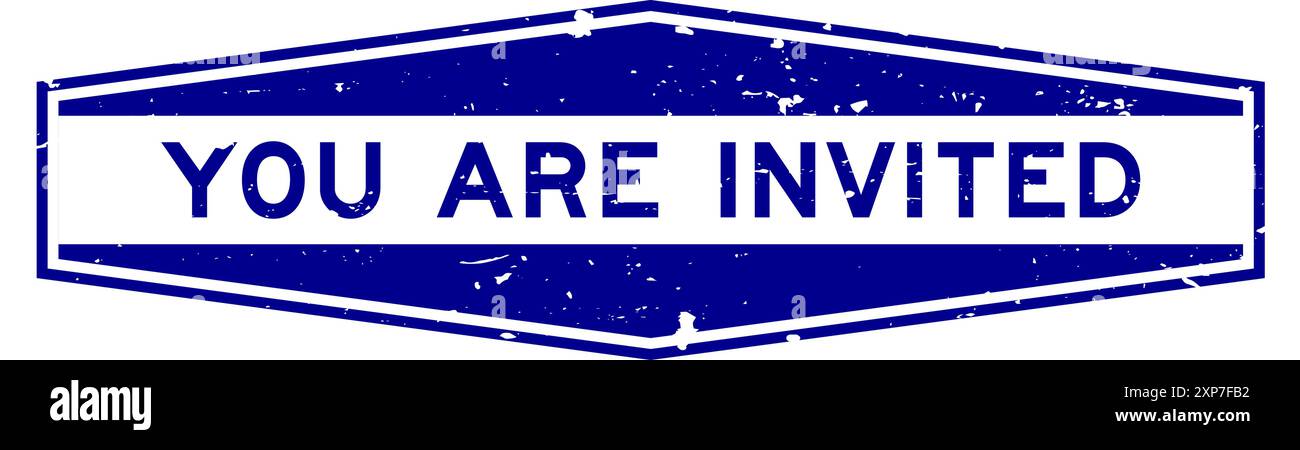 Grunge blue you are invited word hexagon rubber seal stamp on white ... Grunge blue you are invited word hexagon rubber seal stamp on white ...