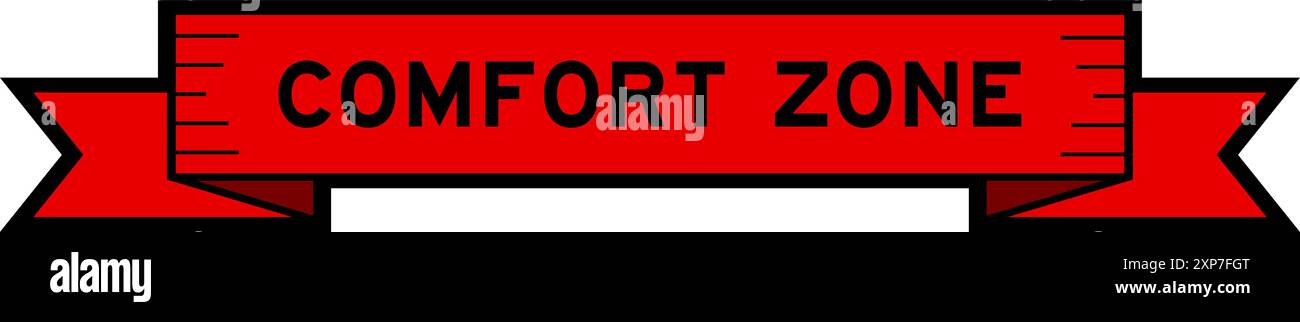 Ribbon label banner with word comfort zone in red color on white ...