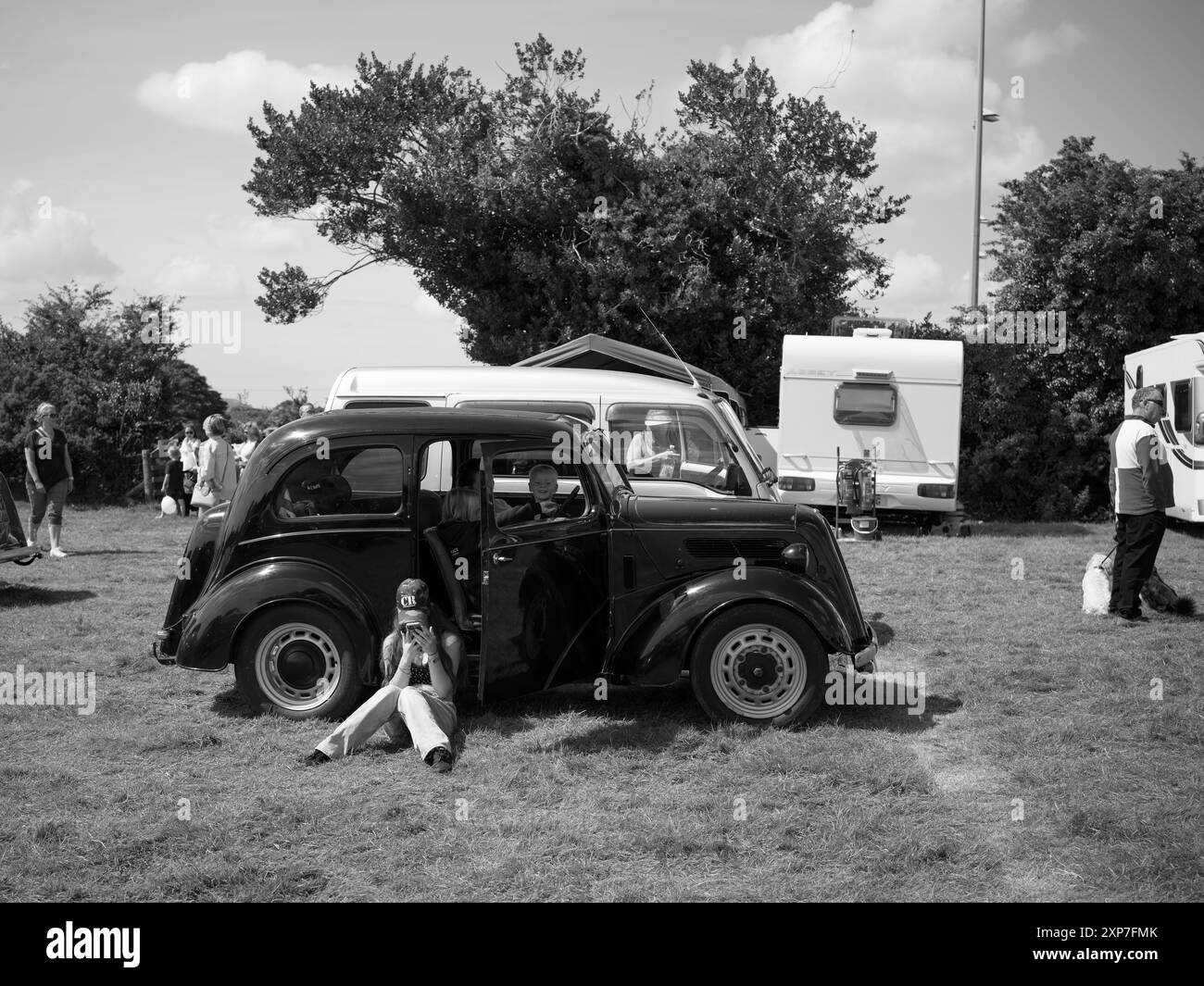 Sticker Classic Car Rally Tractors Cars Car Boot Stock Photo - Alamy