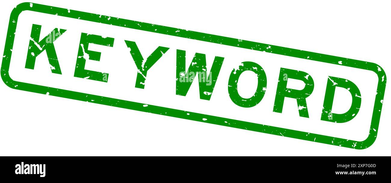 Grunge green keyword word square rubber seal stamp on white background ...