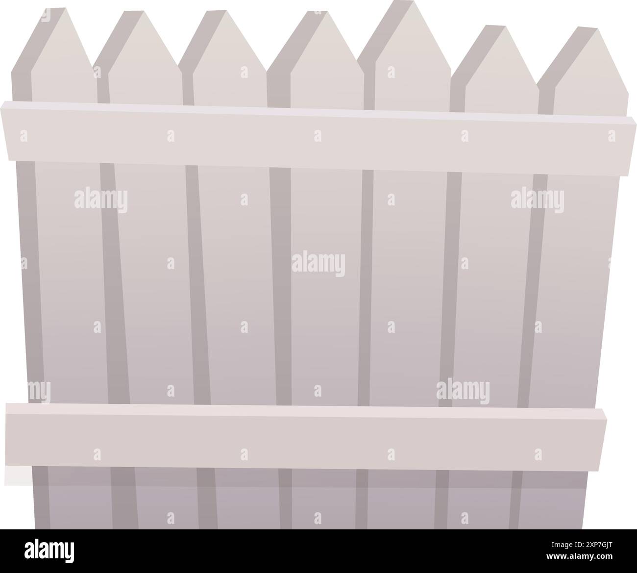White fence cartoon icon. Picket wooden barrier isolated on white ...