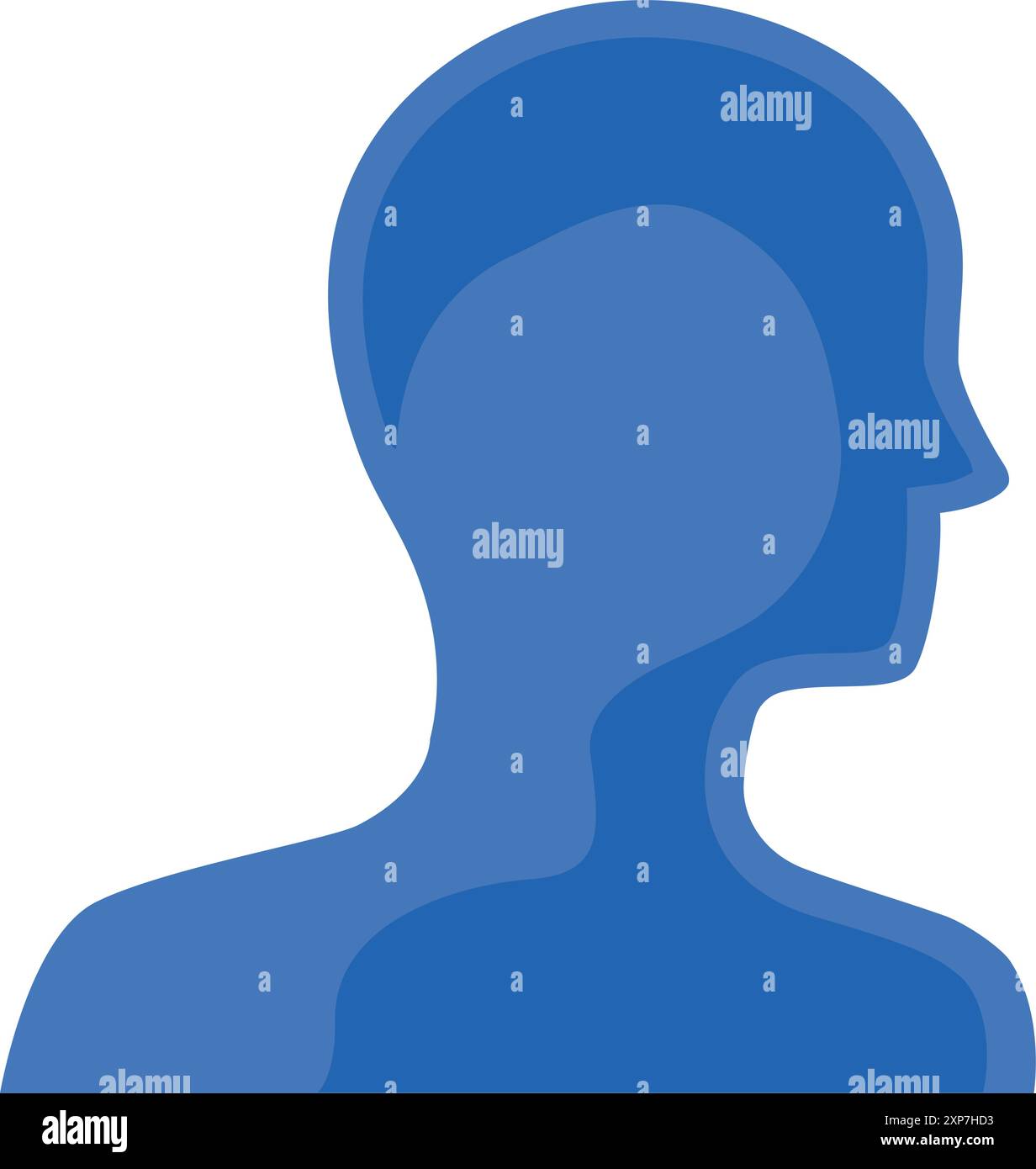 Blue human generic profile. Person simple silhouette isolated on white ...
