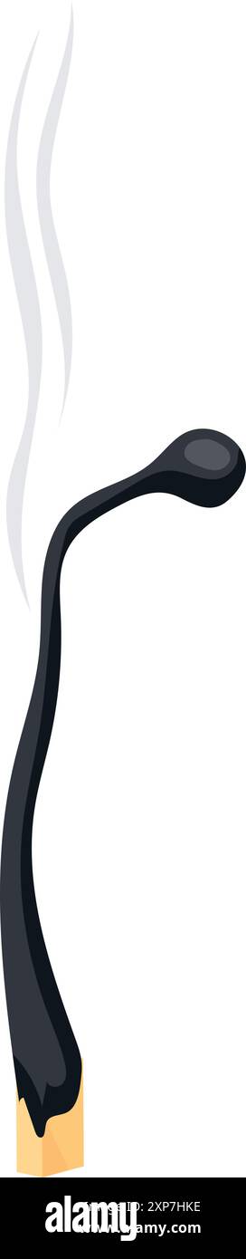 Burnt matchstick icon. Black burnout cartoon symbol isolated on white ...