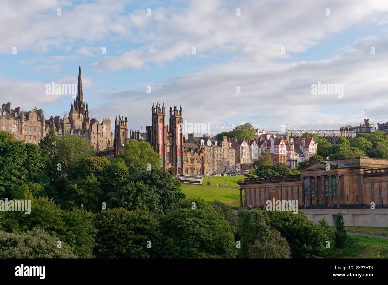 Lush Princes Street Gardens with New College University of Edinburgh ...