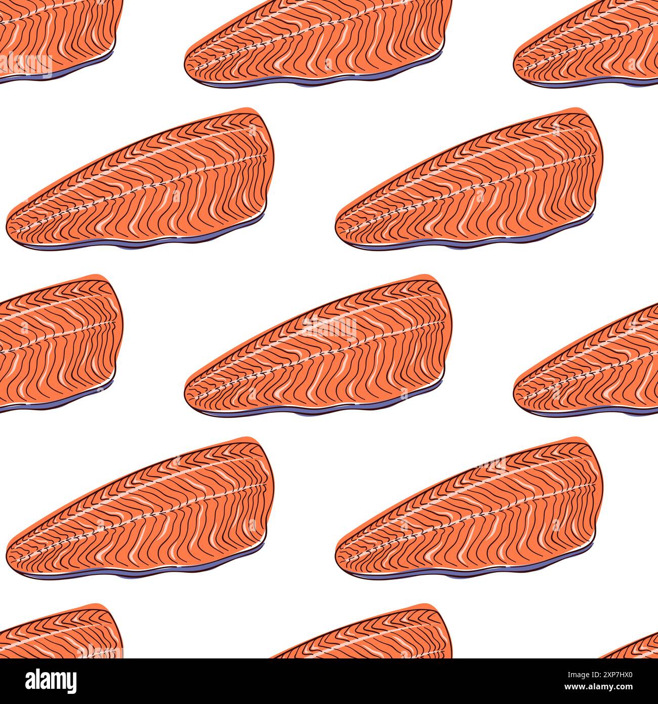 Salmon slice pattern in flat style. Design for menu seafood restaurants ...