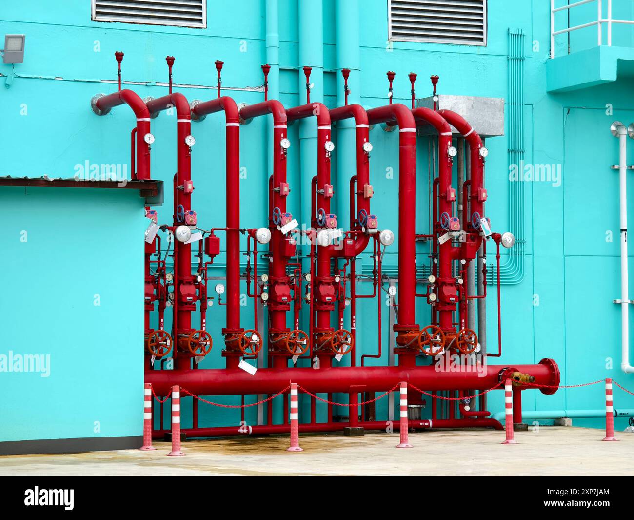Header pipes valve zone and fire alarm control system at industrial ...