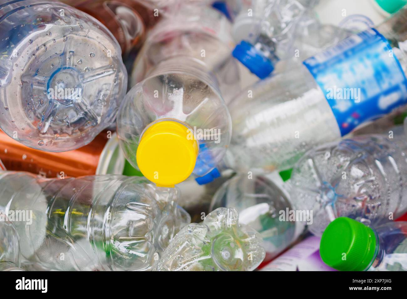 plastic bottles in recycle trash station close up Stock Photo - Alamy
