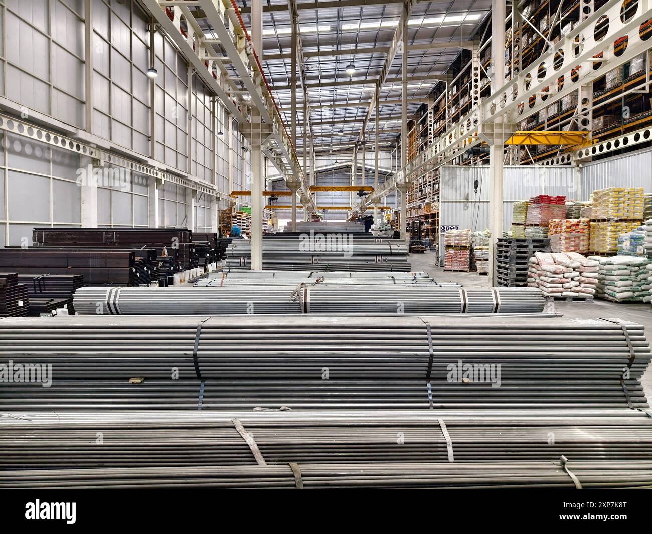 A big warehouse packed with numerous metallic nets and profile Stock ...