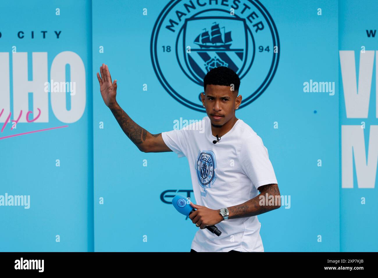 Savinho during the presentation at the Etihad Stadium, Manchester ...