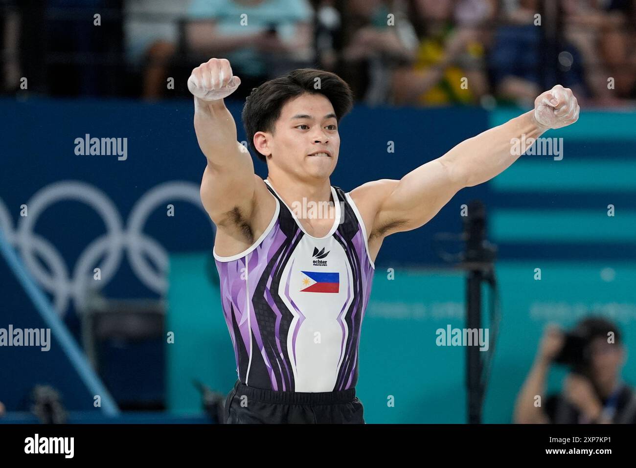 Carlos Edriel Yulo, of the Philippines, competes during the men's ...