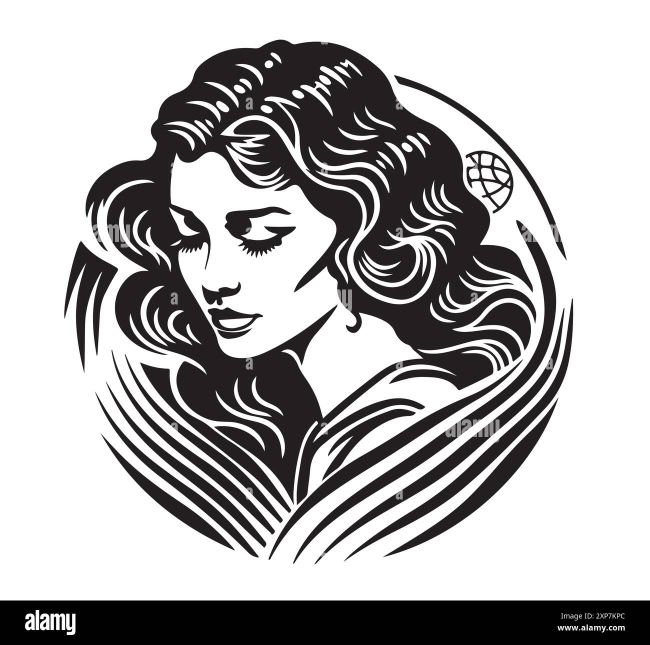 Girl in waves logo sketch Vector illustration Stock Vector Image & Art ...