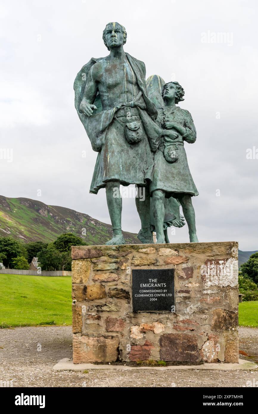 The Emigrants statue by Gerald Laing at Helmsdale in Scotland Stock ...