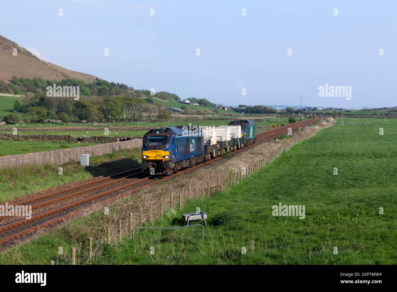2 Direct Rail Services class 68 locomotives pass Whitbeck (north of ...
