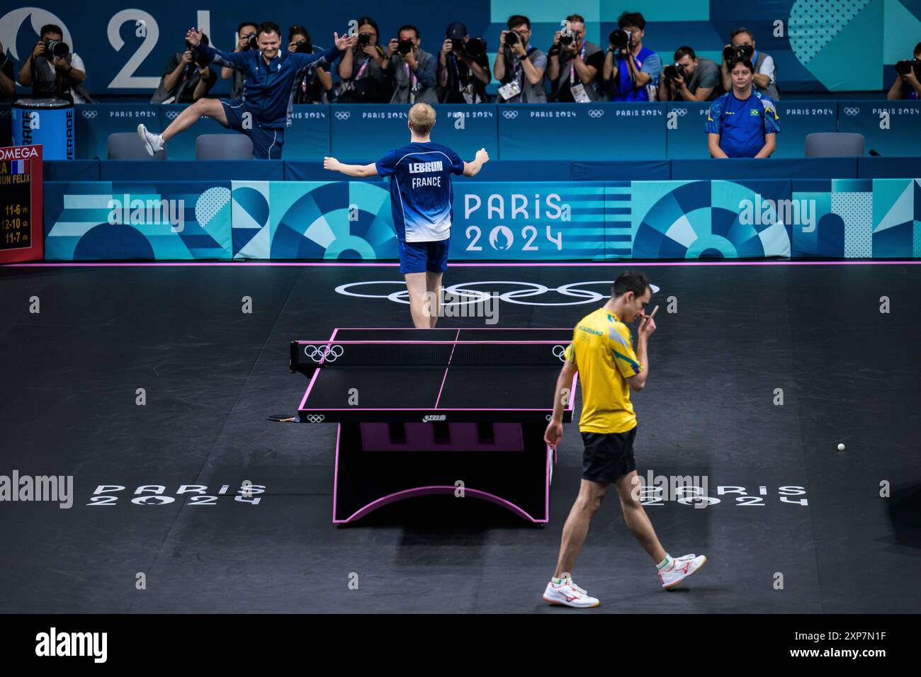 Felix Lebrun of, France. , . at the men's singles table tennis bronze ...