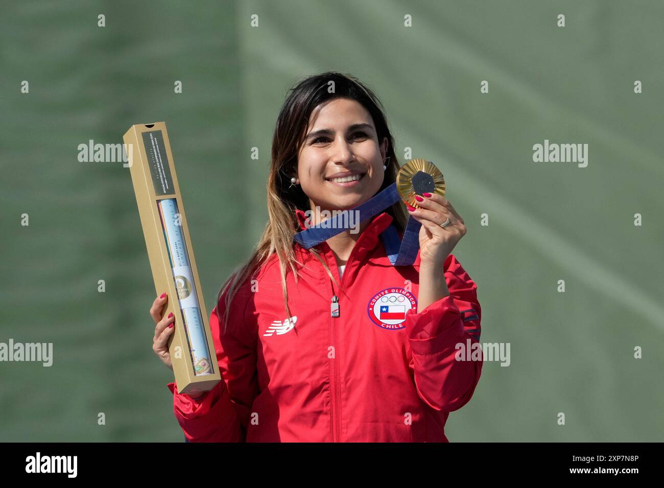 Chile's Francisca Crovetto Chadid poses for a photograph with her gold ...