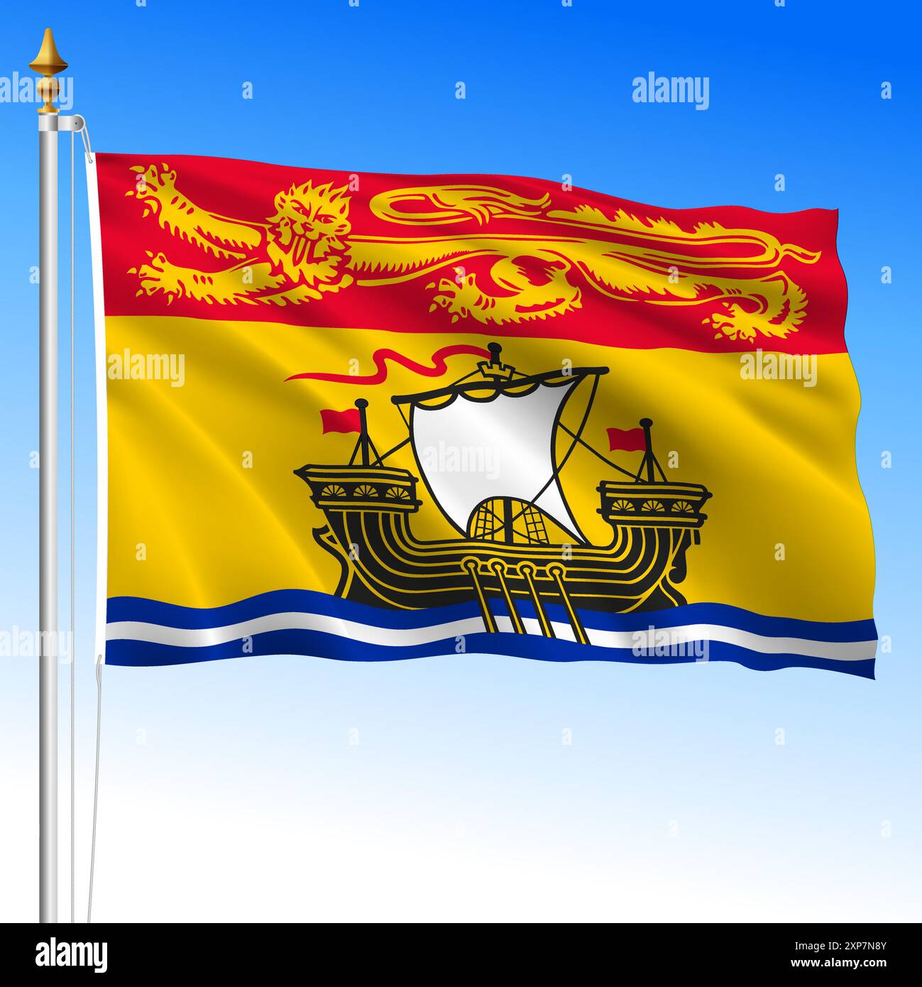 New Brunswick territorial and regional waving flag, Canada, north ...