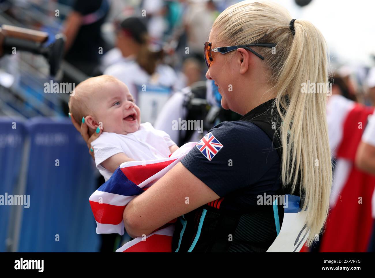 Great Britain’s Amber Rutter with her son Tommy after winning a silver ...