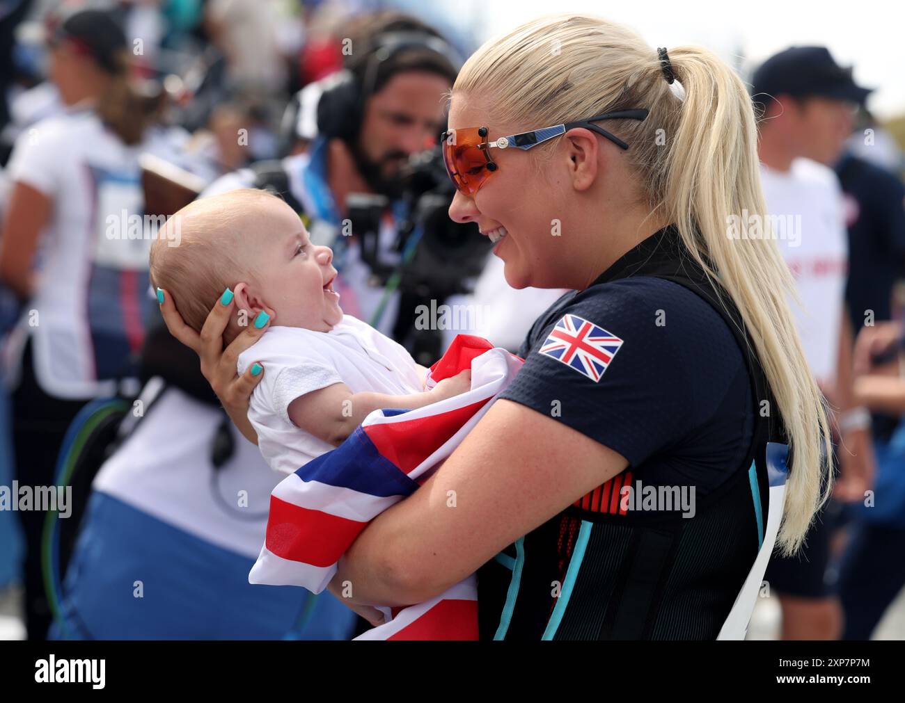 Great Britain’s Amber Rutter with her son Tommy after winning a silver ...