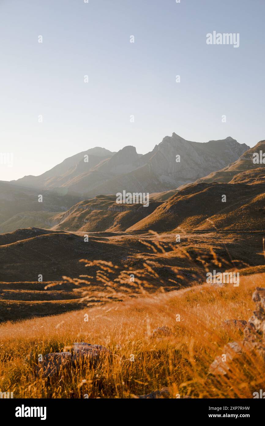 Sunset at the Durmitor ring scenic route in Montenegro mountains Stock ...