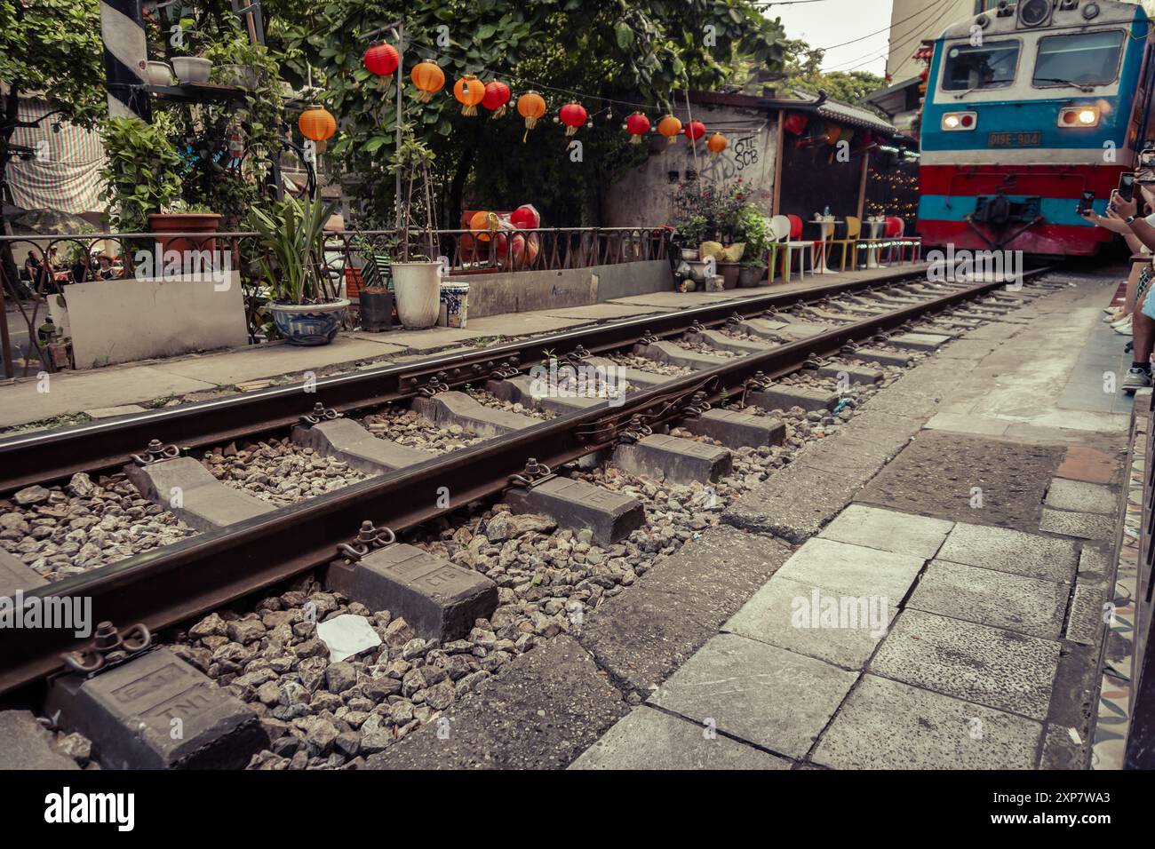 train Street in Hanoi Vietnam Train ride through a densely populated ...