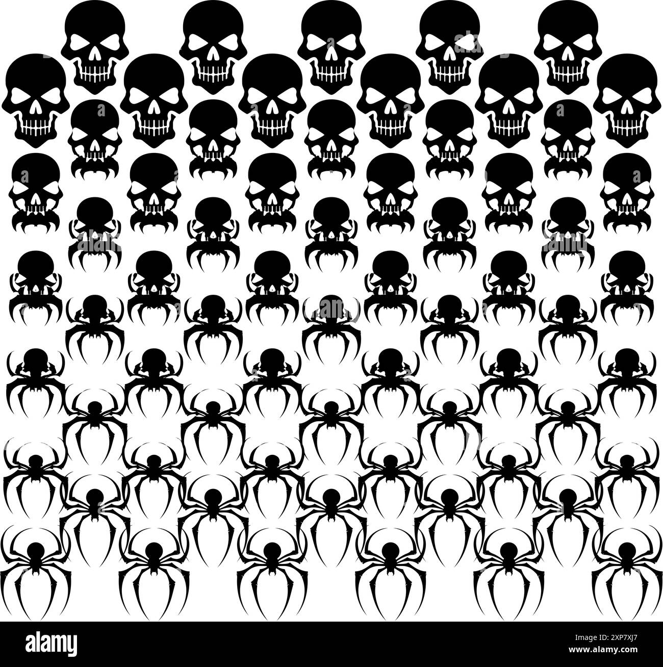 skull spider transformation halloween horror background Stock Vector ...