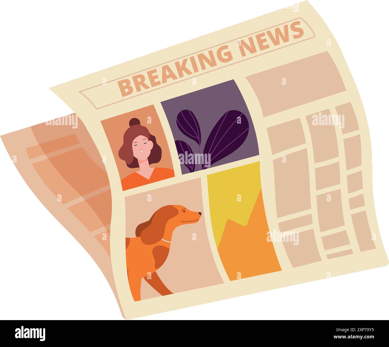 Newspaper with breaking news cartoon icon. Daily press isolated on ...