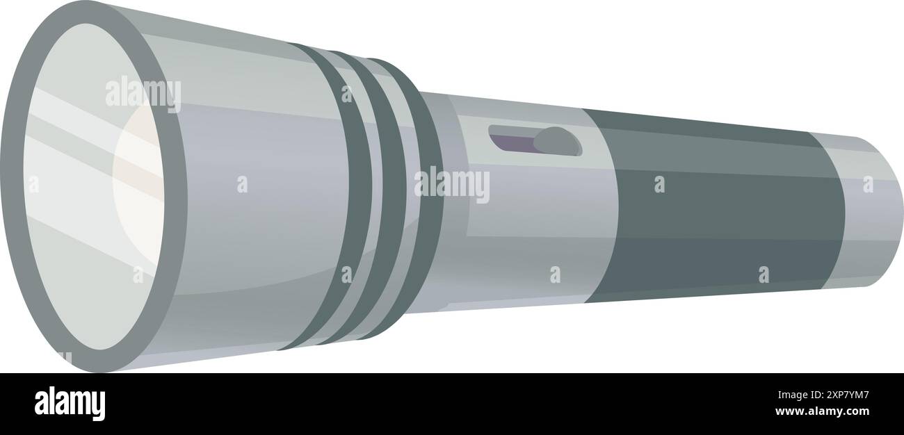 Flashlight cartoon icon. Pocket electric light torch isolated on white ...