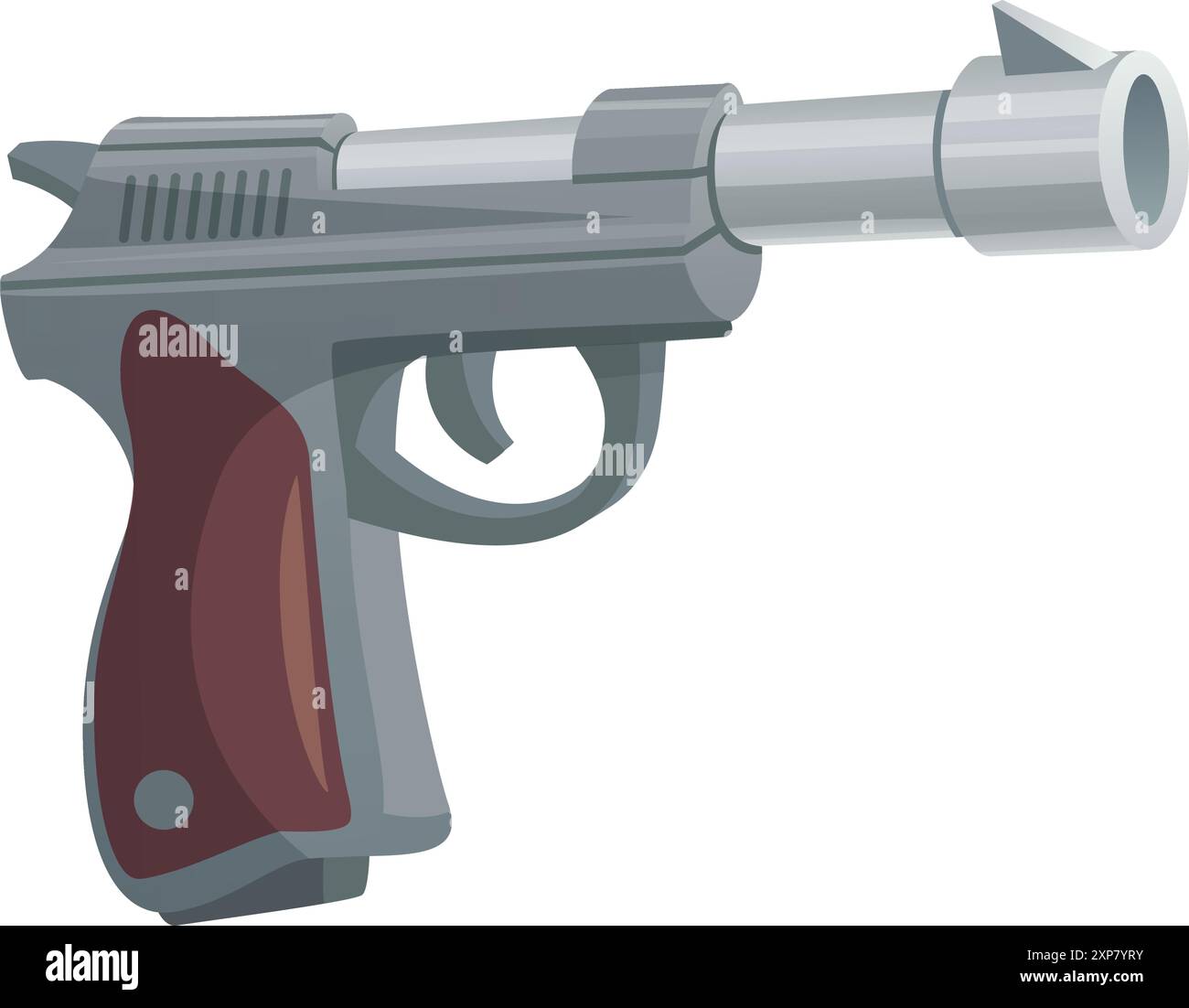 Handgun cartoon icon. Weapon symbol. Crime gun isolated on white ...