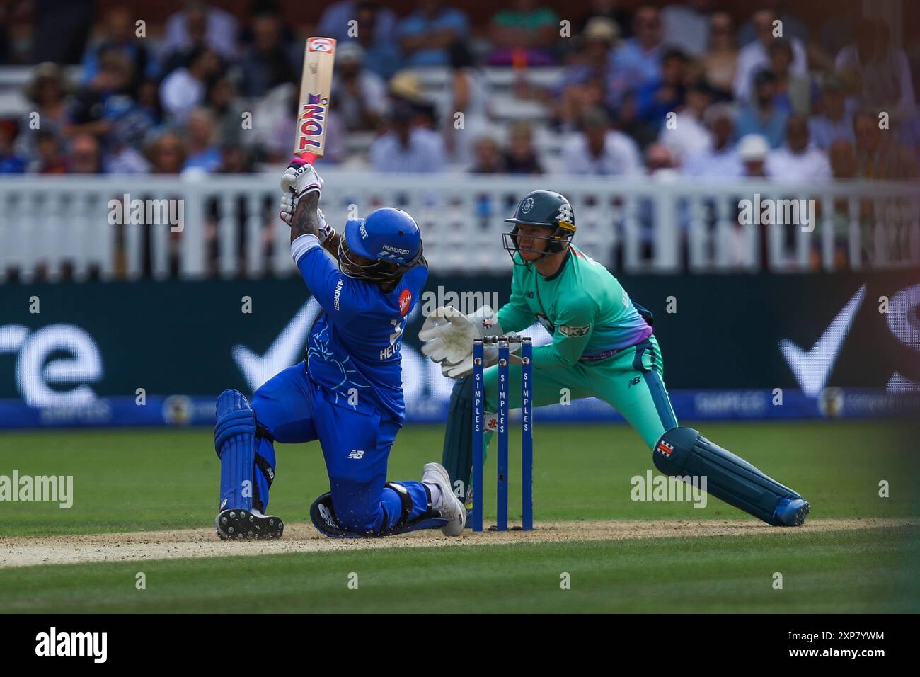Shimron Hetmyer of London Spirit is caught by Jordon Cox of Oval ...