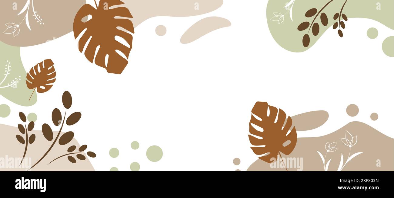 Abstract, beige banner with monstera leaves Stock Vector Image & Art ...