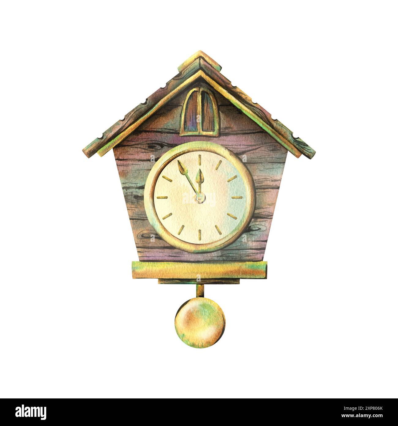 Wall clock with cuckoo, dial and hands, pendulum, wooden, antique ...