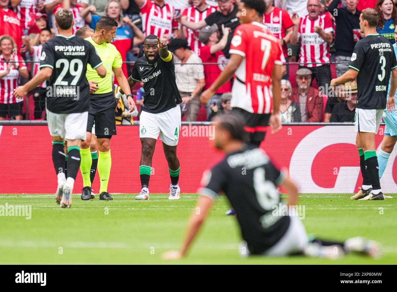 Eindhoven, The Netherlands. 04th Aug, 2024. Eindhoven - Lutsharel Geertruida of Feyenoord during ...