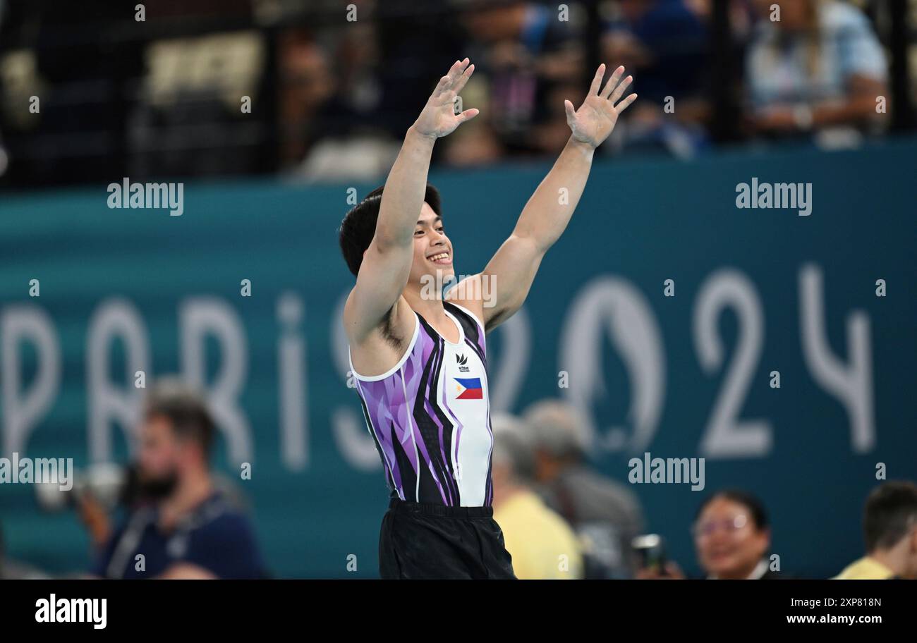 YULO Carlos Edriel of Phillipines reacts after winning the gold medal ...