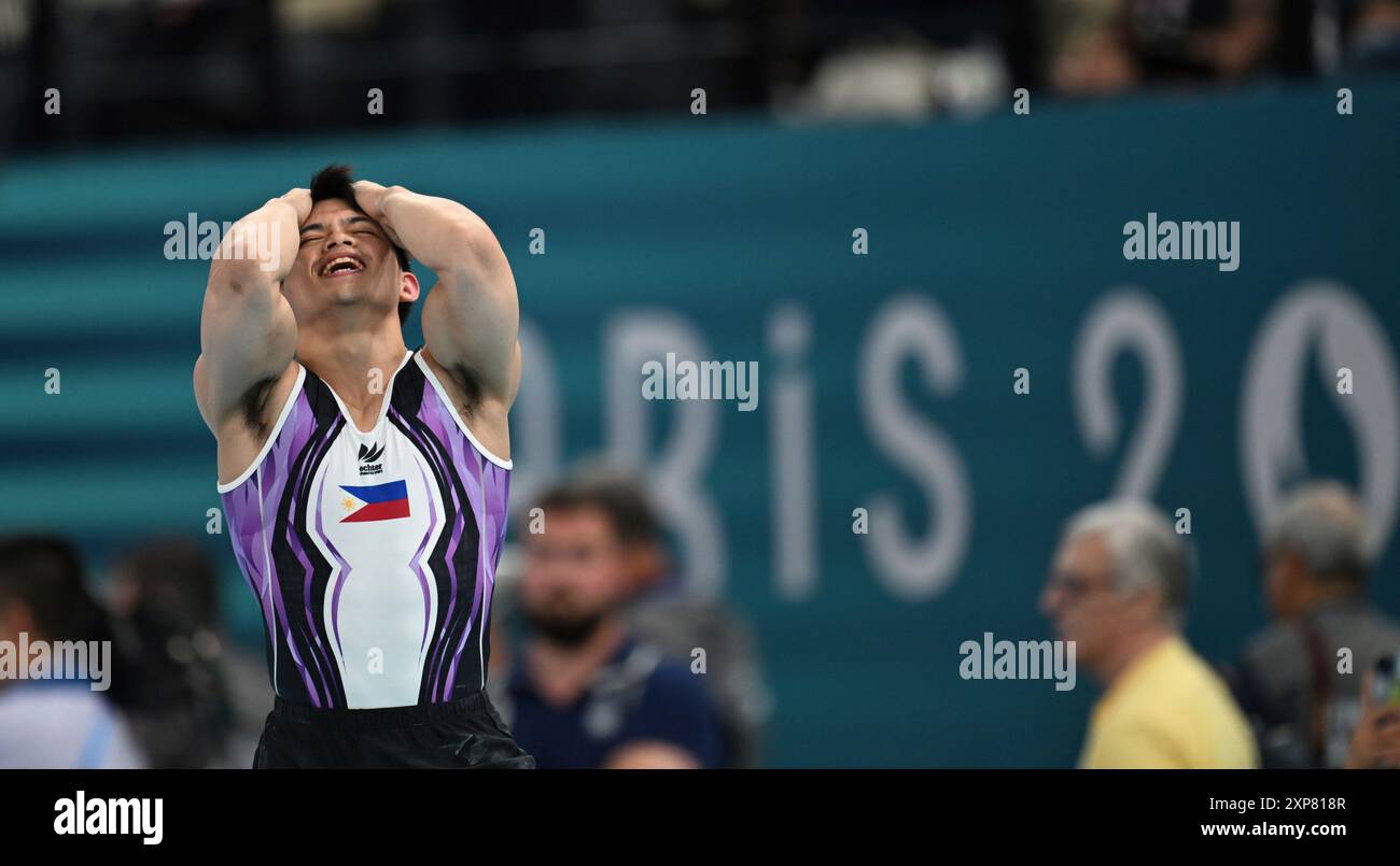 YULO Carlos Edriel of Phillipines reacts after winning the gold medal ...
