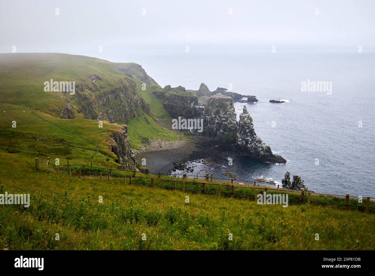 mist rolling in over cliffs and sea at rathlin west light rspb centre ...