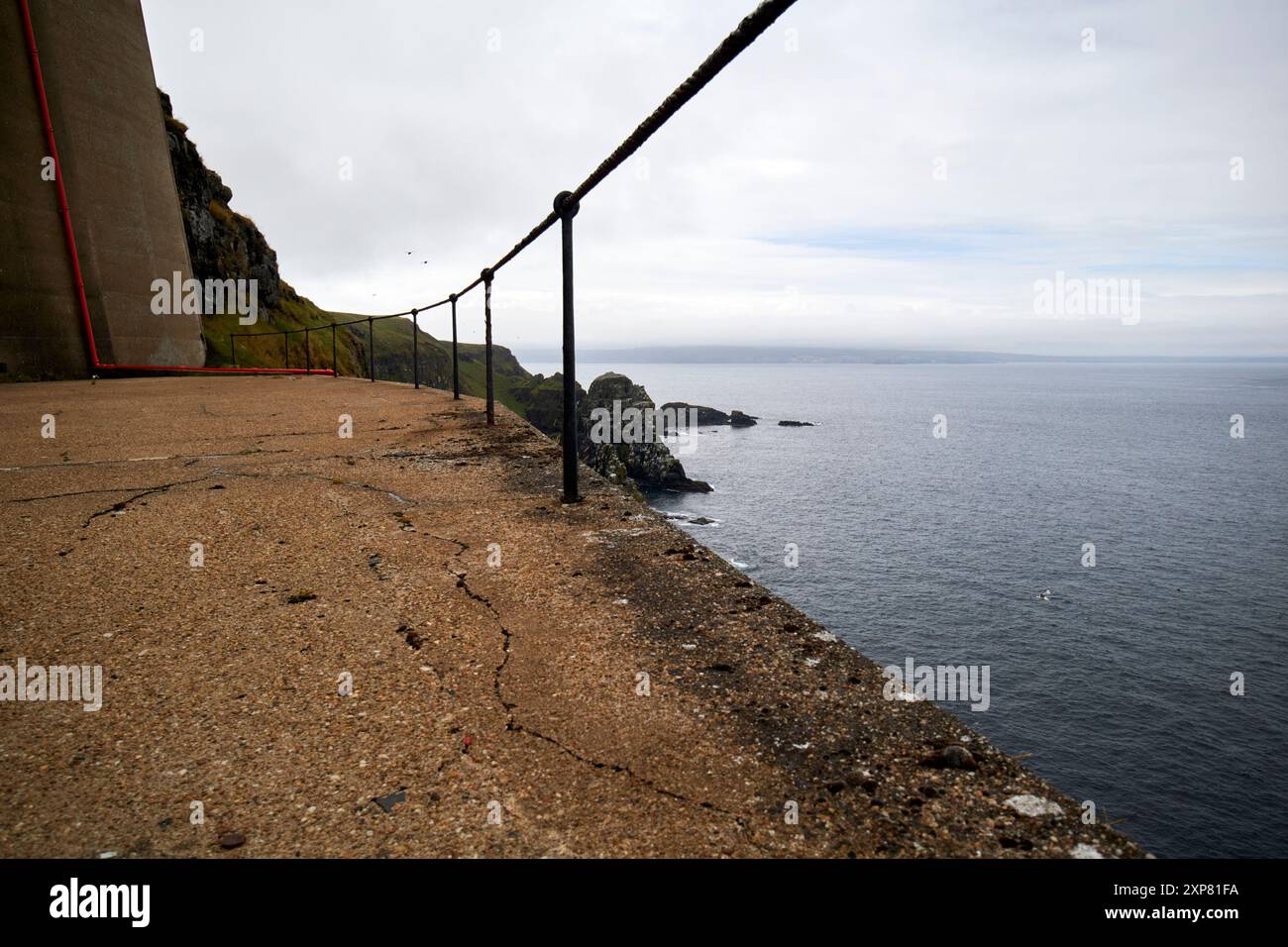 metal rope hand rail safety rail at rathlin west light lighthouse ...