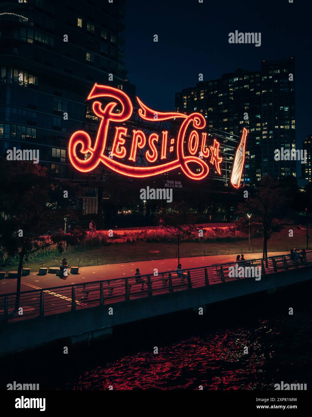 Pepsi Cola neon sign at night in Long Island City, Queens, New York ...