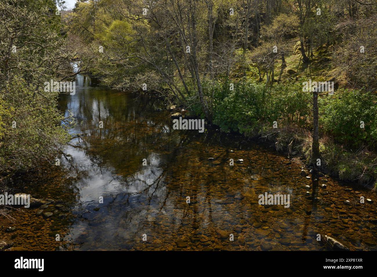 A view of the River Moidart upstream from the now disused bridge at ...