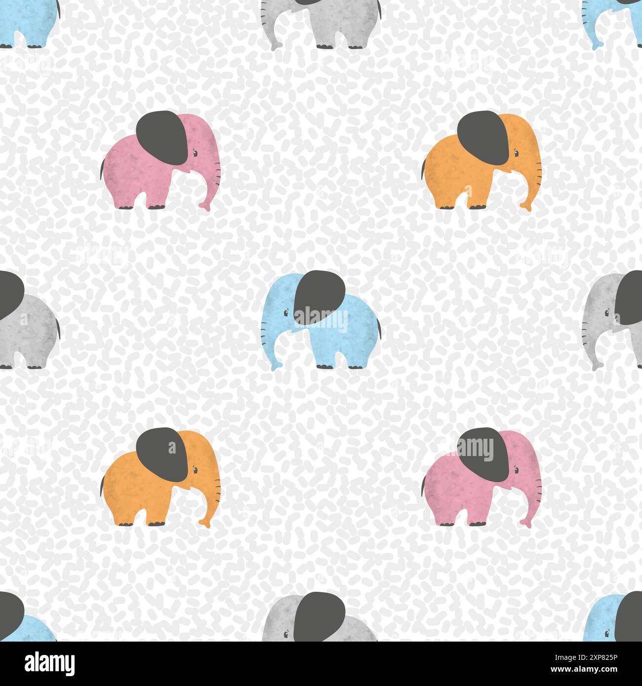 Watercolor cute elephants pattern. Vector colorful seamless background ...
