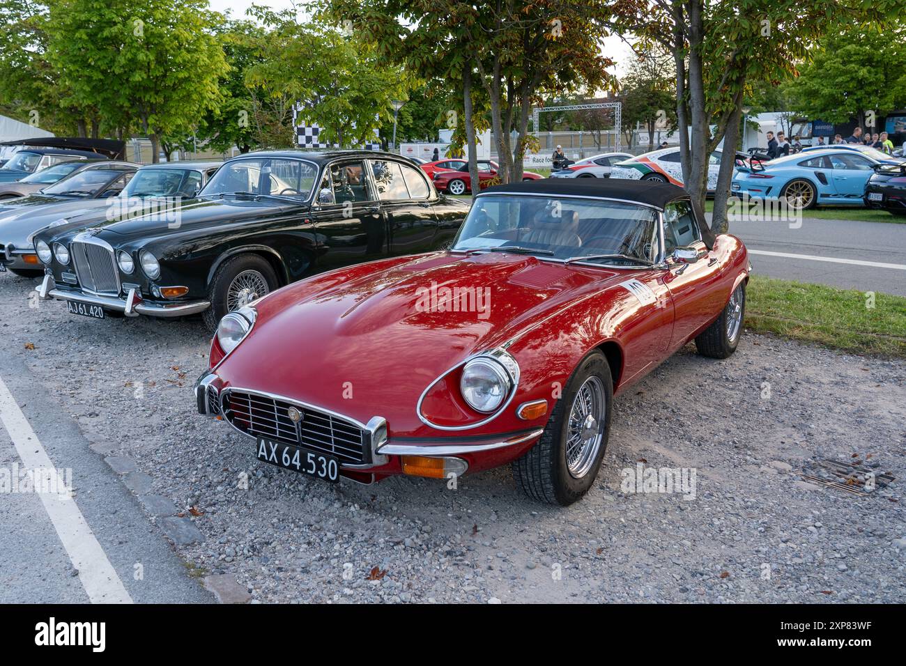 Red Jaguar E-type Stock Photo - Alamy