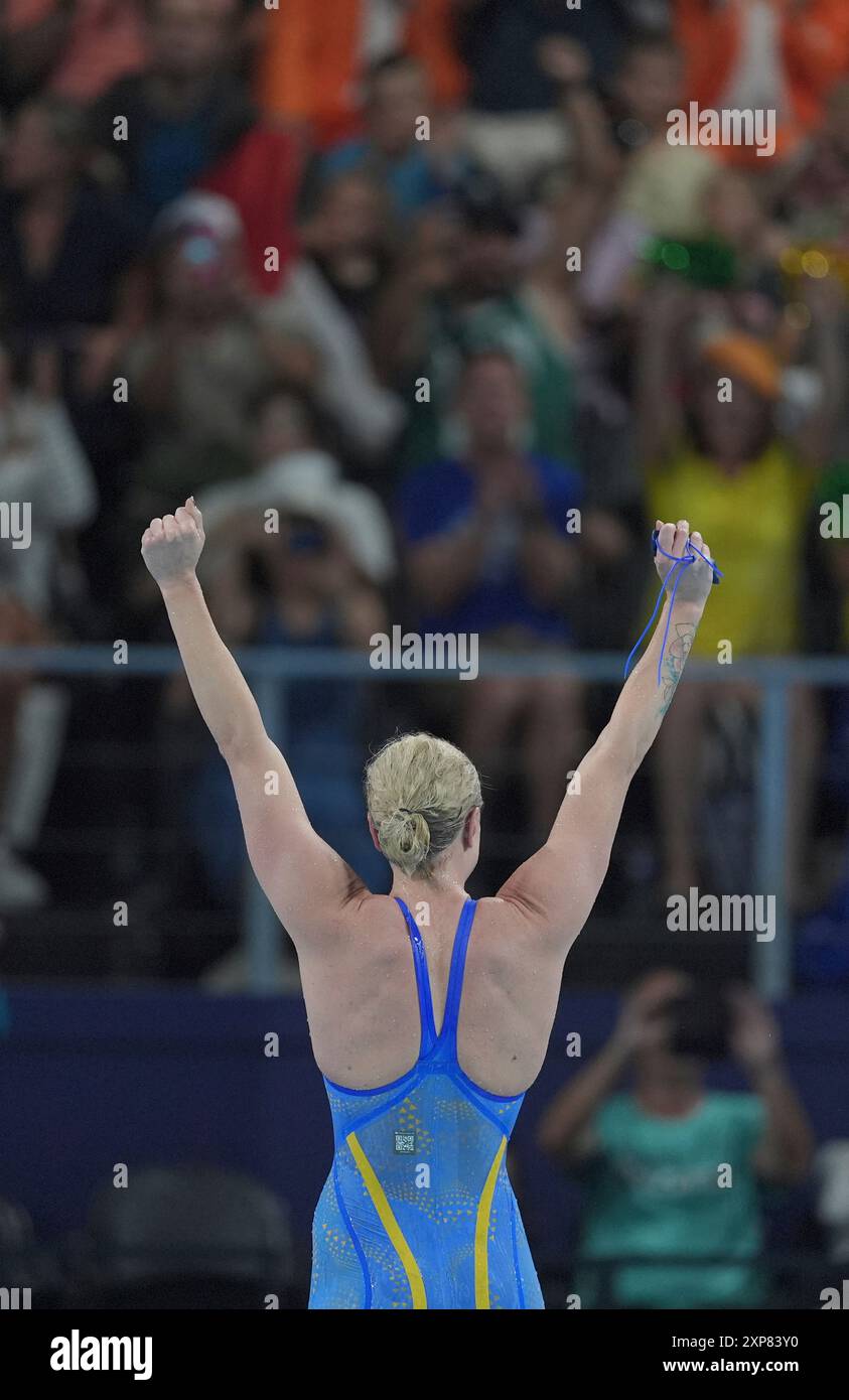 SJOESTROEM Sarah of Sweden reacts after winning the swimming women's ...