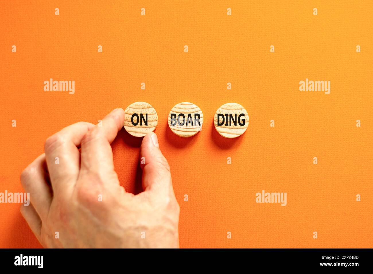 Onboarding success symbol. Concept word Onboarding on wooden circles ...