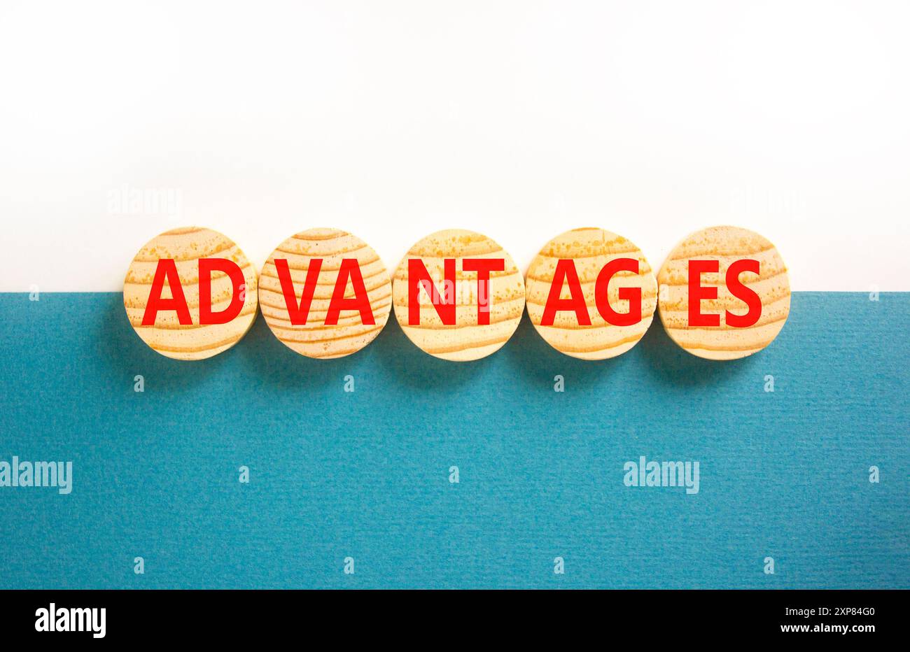 Advantages symbol. Concept word Advantages on beautiful wooden circles ...